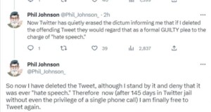 Phil Johnson Back On Twitter Following 5 Months Ban - Protestia