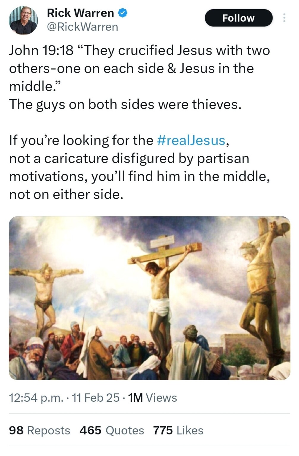 Rick Warren Deletes Viral 'Jesus Was A Centrist' Tweet, Posts Apology ...