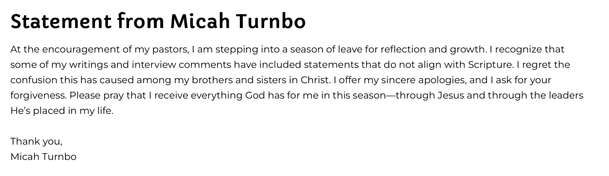 'Prophet' Micah Turnbo Steps Away From Public Ministry, Deletes ...